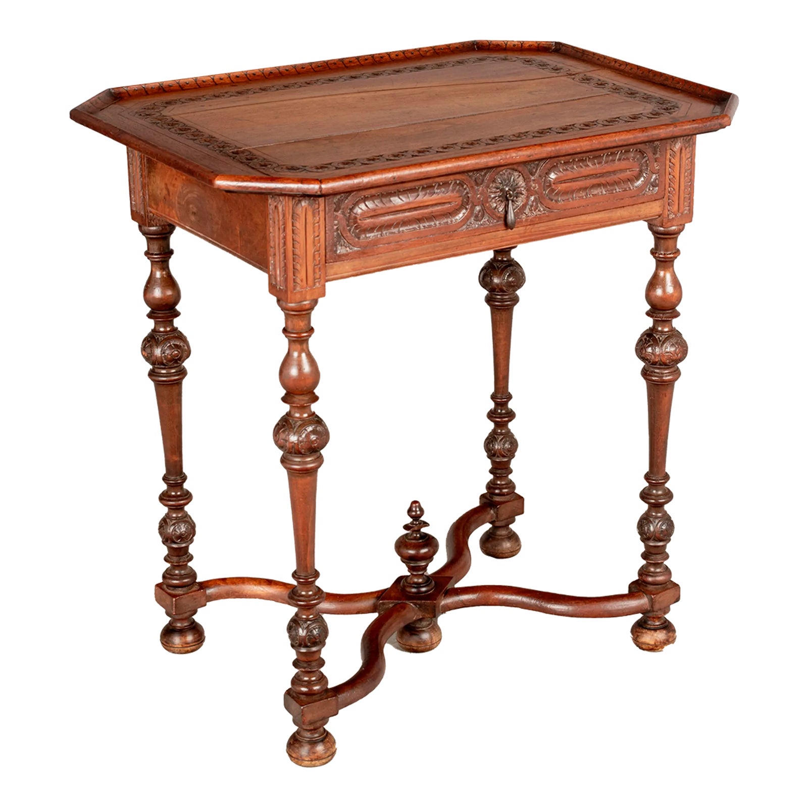 French Louis XVIII Style Walnut Side Table | Chairish