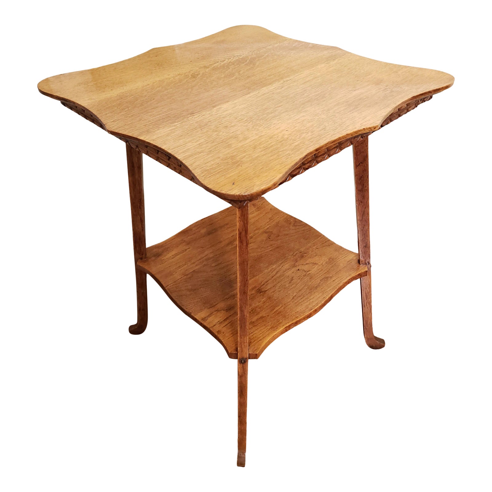 19th Century Two-Tier Solid Oak Accent Table | Chairish
