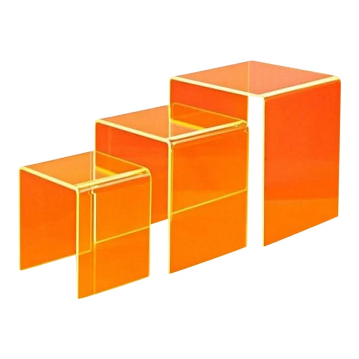 Neon Orange Side Tables - Set 3 | Chairish