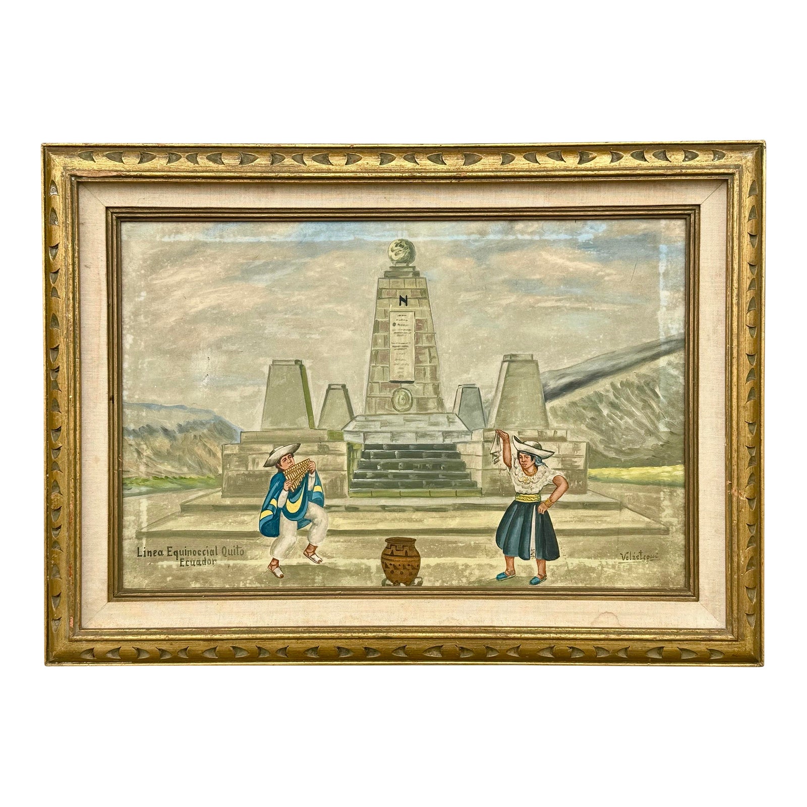 Vintage Ecuador “La Mitad Del Mundo” Signed Painting – Quito Folk Art ...