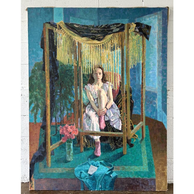 Robert Finch Large Contemporary Painting "Girl in Pink Dress" 1991 ...