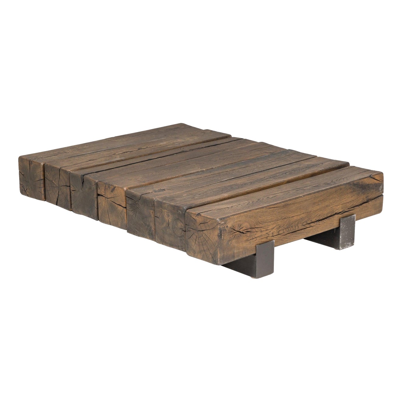 Low Rectangular Oak Coffee Table by Marlieke for Van Rossum | Chairish
