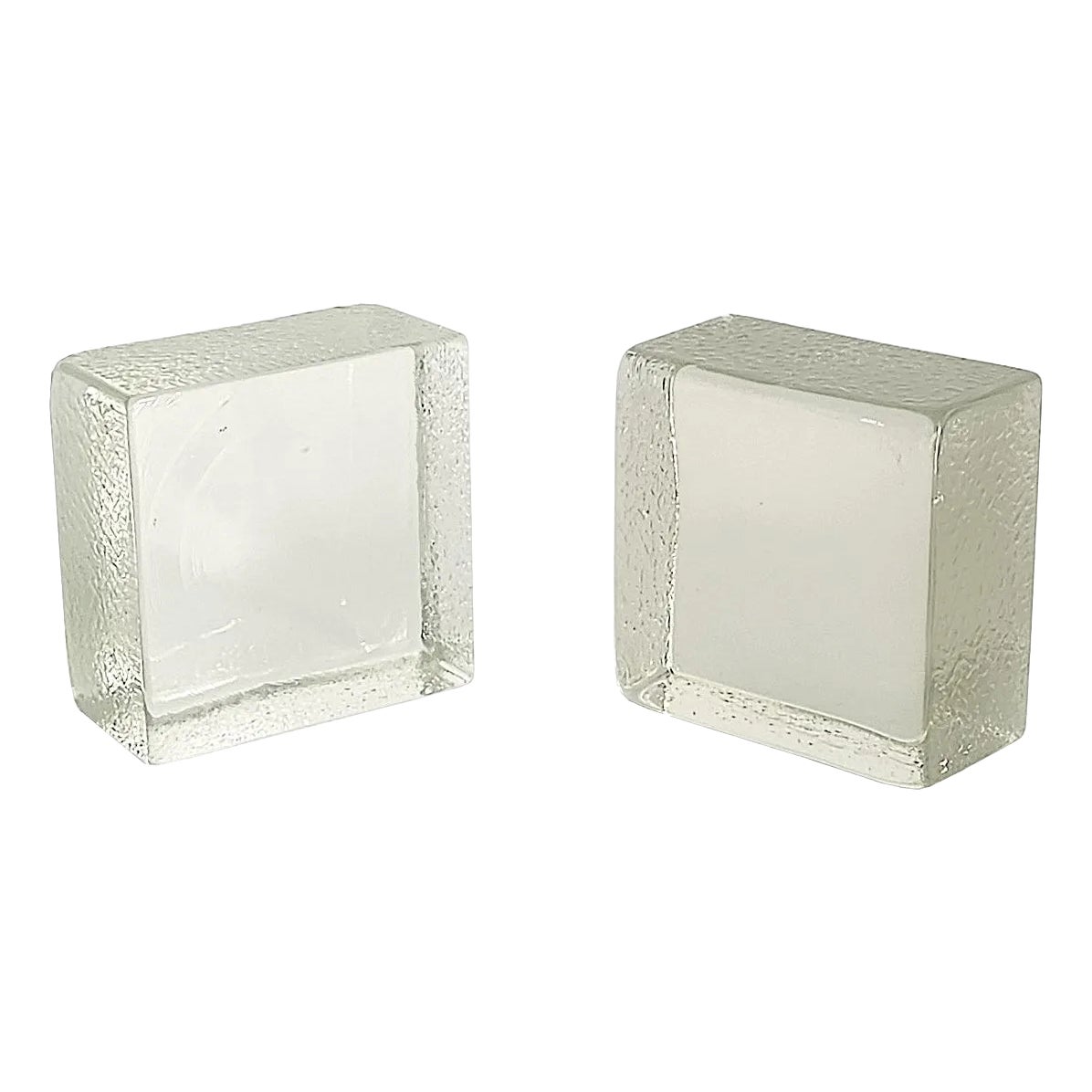 Vintage Brutalist Glass Block Bookends in the Style of Blenko, a Pair ...
