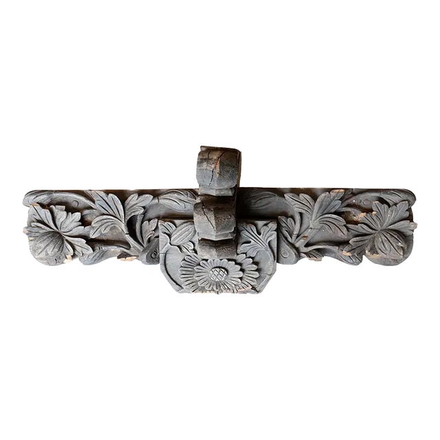 18th Century Chinese Floral Carved Pine/poplar Architectural Cross ...