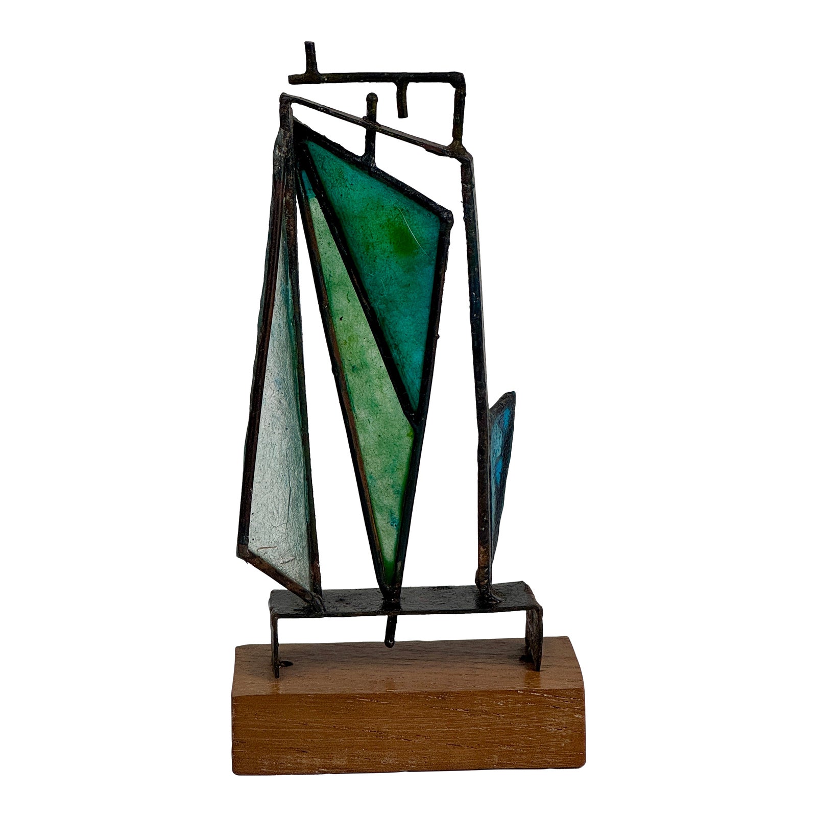 Magnificent Mid-Century Modern Hand Crafted Stained Glass & Metal ...