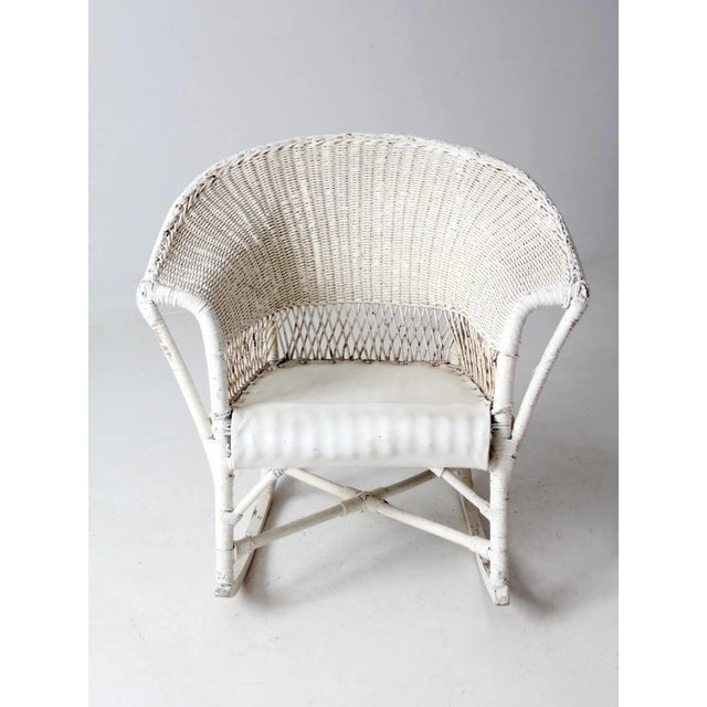 Antique White Wicker Rocking Chair | Chairish