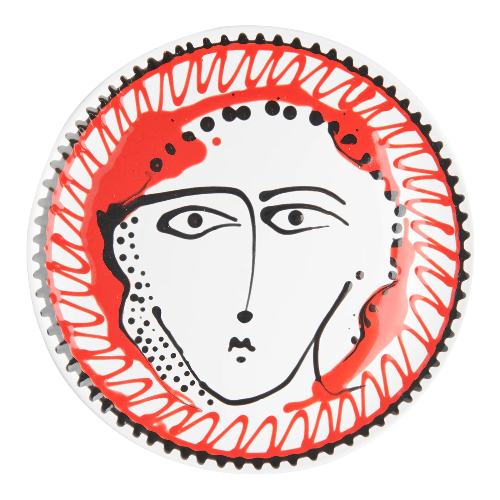 Pablo Face Plate, Large, Black with Red Border | Chairish