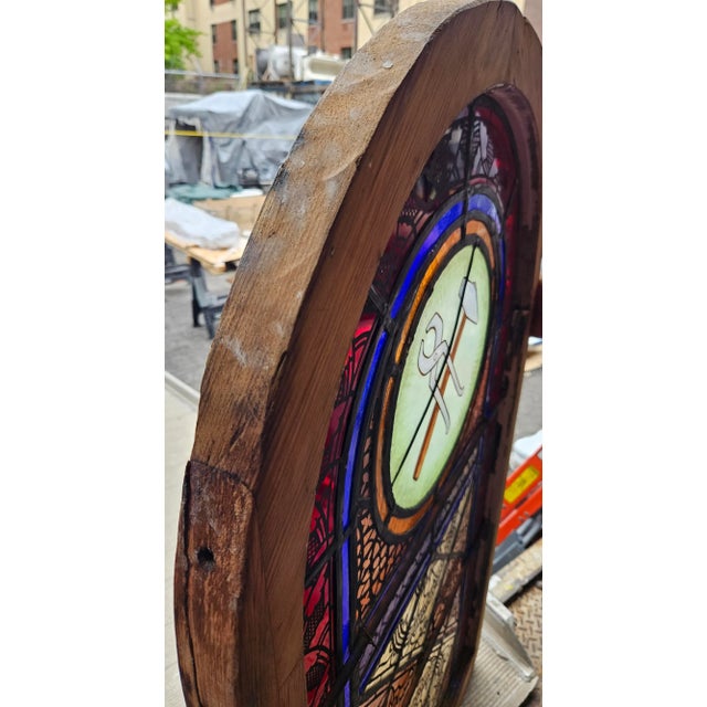 1873 Romanesque Revival Style Leaded Stained Glass Window | Chairish