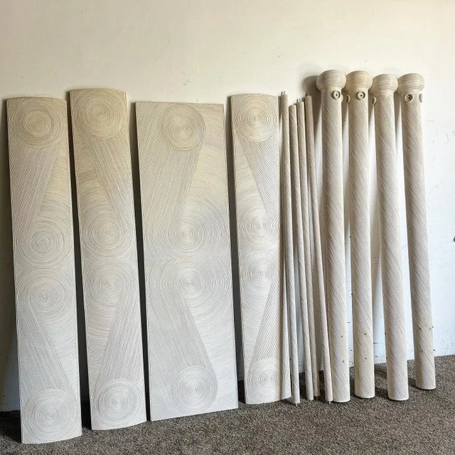 Boho Chic Swirl Pencil Reed King Size Canopy Bed Frame | Chairish