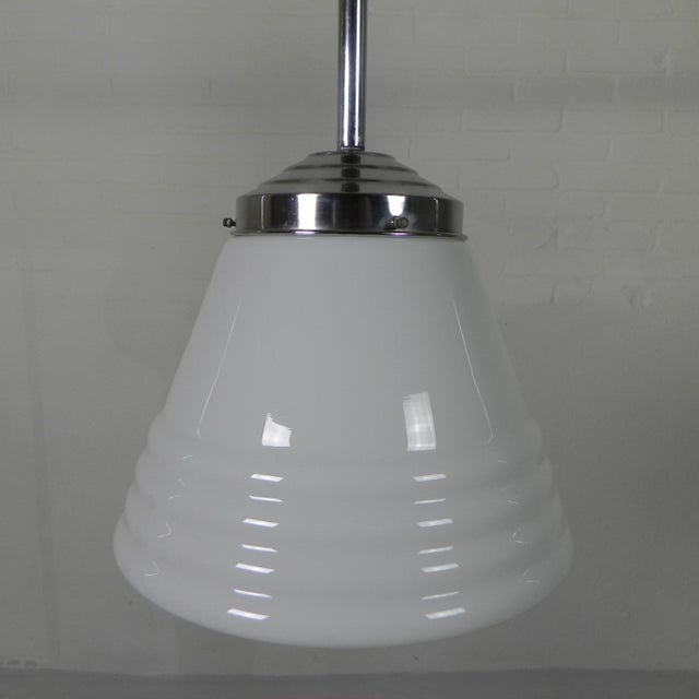 Art Deco Pendant Lamp with Opaline Glass Shade, 1930s | Chairish