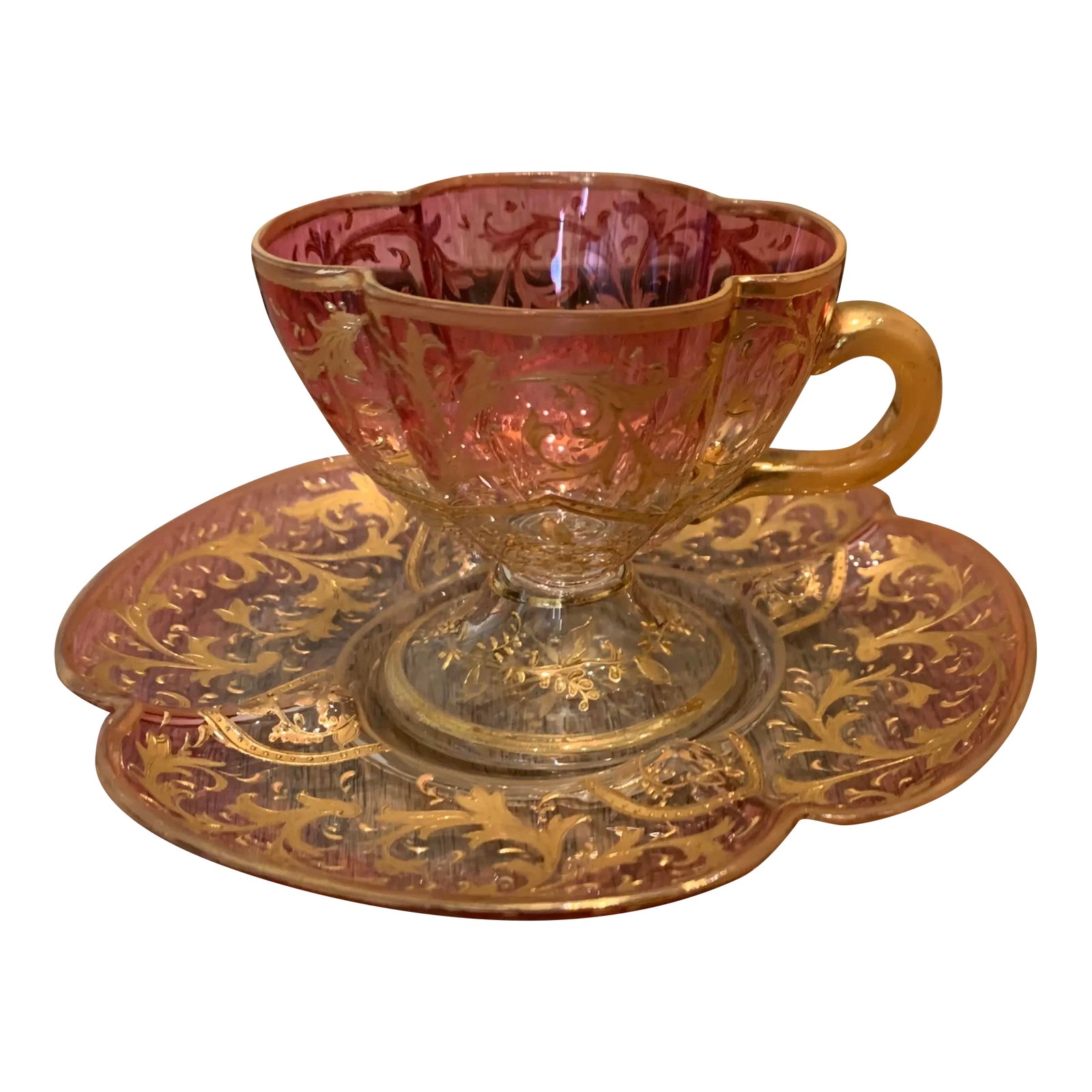 Vintage Eastern European Ombre Glass Cup and Saucer Set- 2 Pieces ...