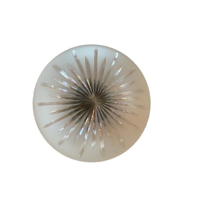 1910s Wheel Cut Starburst Pattern Frosted Glass Fixture With Original ...