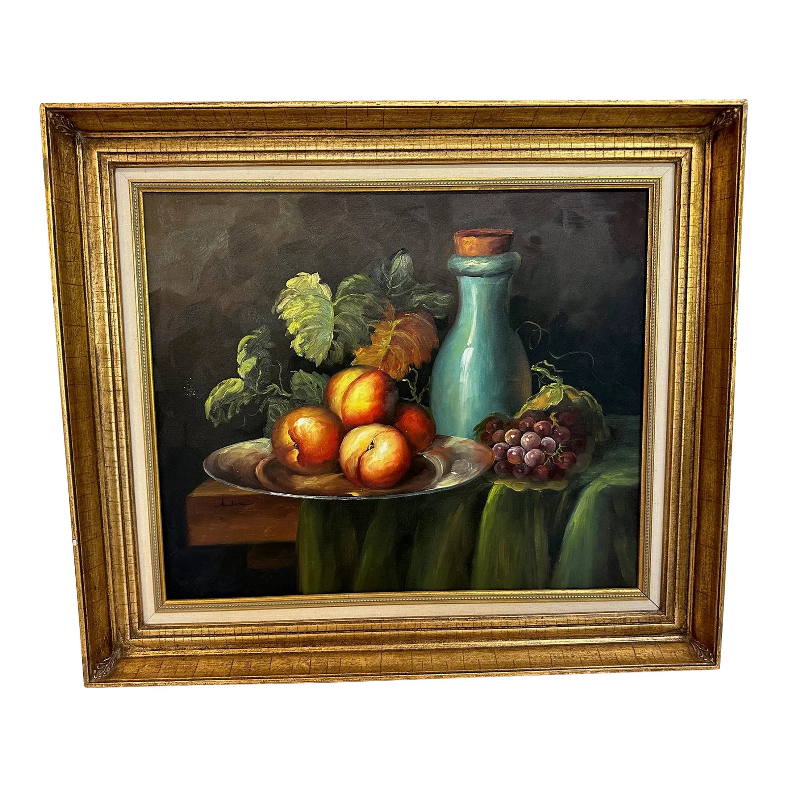 Traditional Still Life With Fruit on Table | Chairish