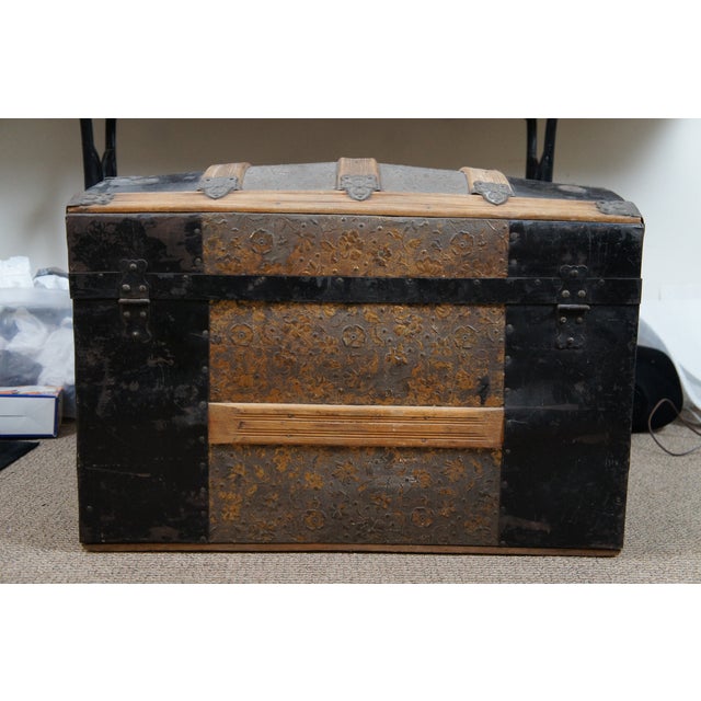 Late 19th Century Antique Embossed Metal Oak Banded Dome Top Steamer ...