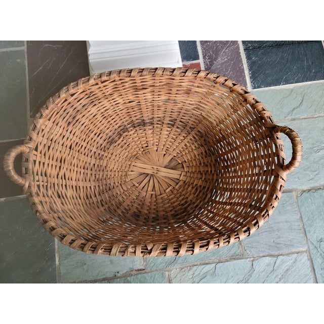 Large Anique Splint Basket | Chairish