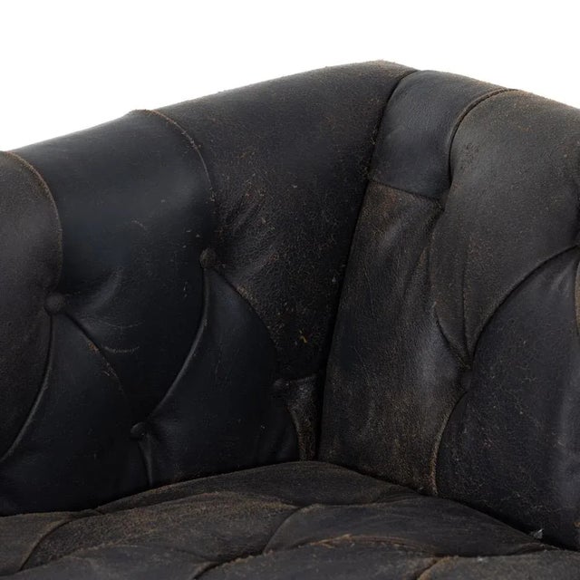 Maxx 95" Sofa, Destroyed Black Leather | Chairish