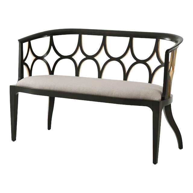 Modern Ebonised With Gilt Detailing Bench | Chairish