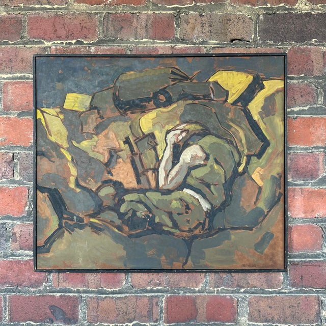 Cubist Style Solider Painting Signed Chet Molzen | Chairish