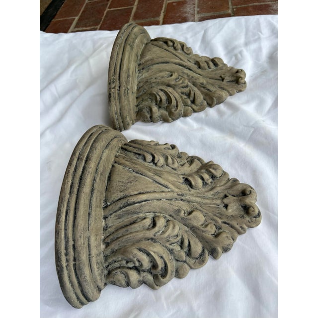 Vintage Baroque Style Stone Acanthus Ceramic Wall Brackets - a Pair ...