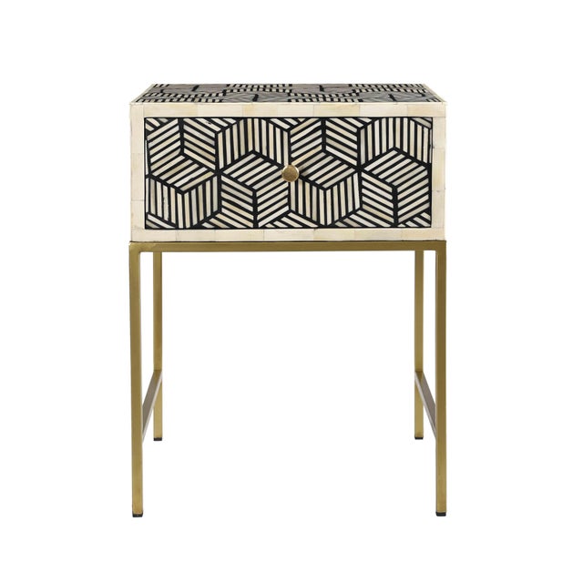 Faux Bone Inlay Side Table | Chairish