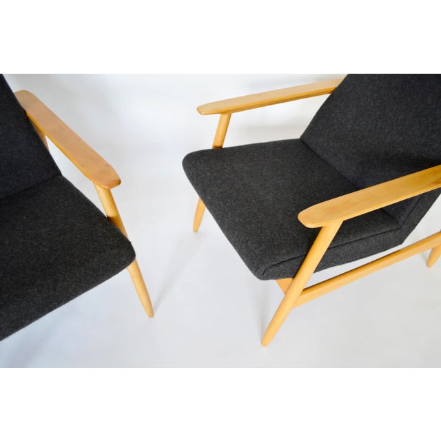 Set of Beech & Felt Armchairs by Valerija Ema Cukermaniene for Vilnius ...