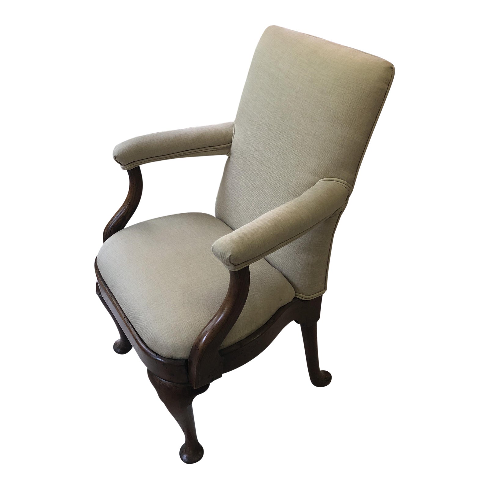 Mid-19th Century Queen Anne Style Fruitwood Arm Chair | Chairish