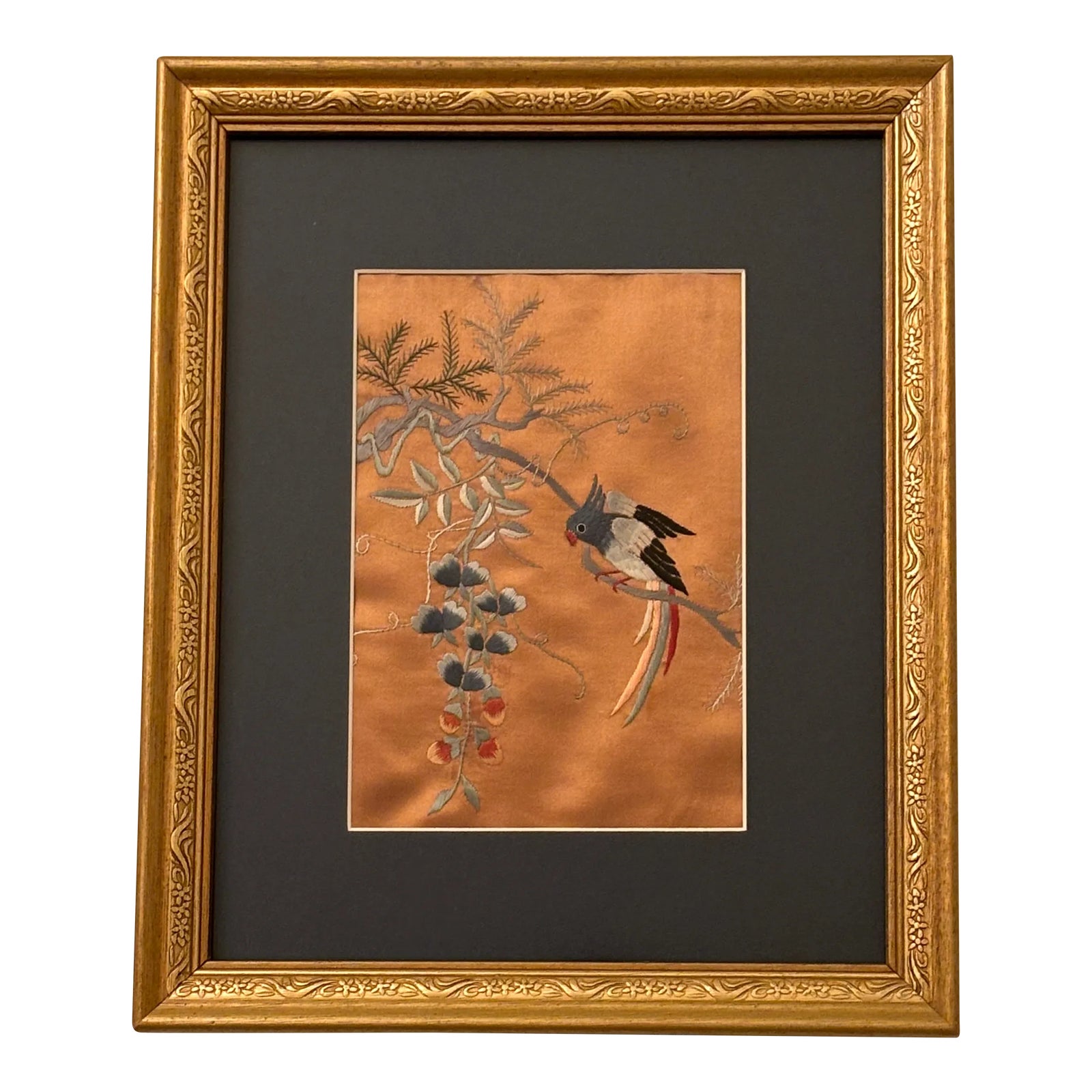 Vintage Chinese Silk Embroidered Wall Art - Framed | Chairish