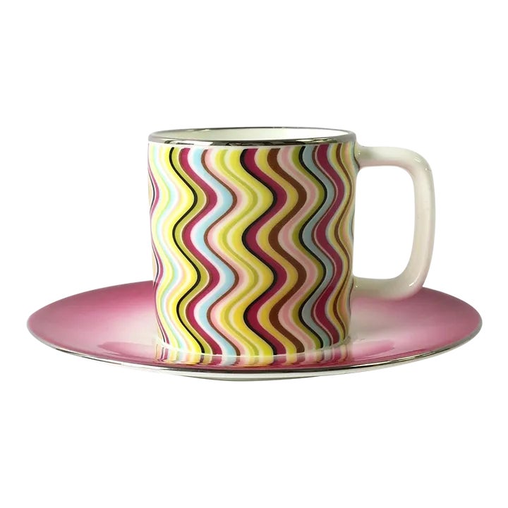 Missoni Italian Porcelain Coffee Espresso Cup and Saucer | Chairish