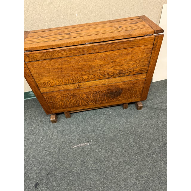 Vintage Oak Drop Leaf Wooden Table | Chairish