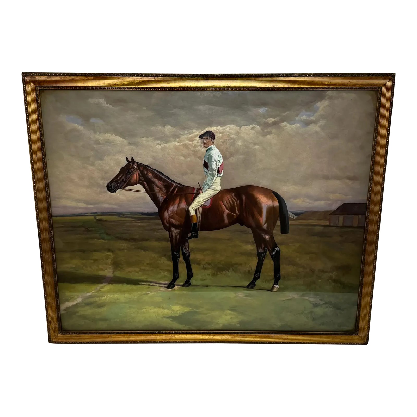 19th Century Oil Painting Melton Bay Hunter Race Horse With Jockey Fred ...
