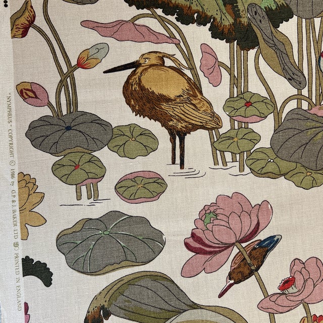Gp & J Baker Nympheus Linen Fabric- 2 Yards | Chairish