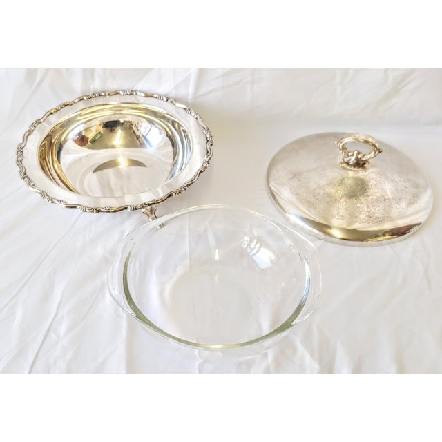 Vintage Oneida Silver-Plate Covered Dish With Pyrex Insert | Chairish