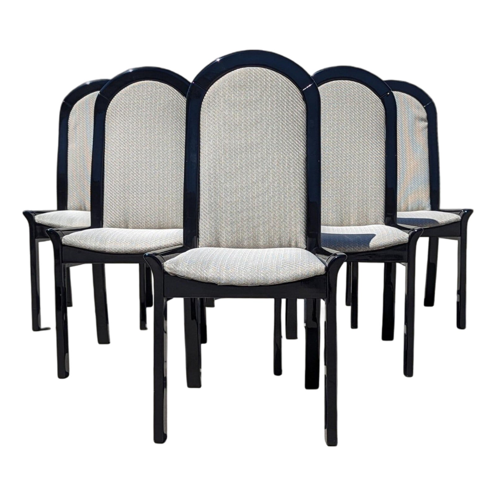 Set of Six Italian Postmodern Dining Chairs – Black Lacquer and Solid ...