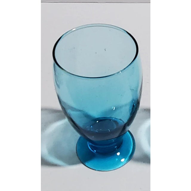 Turquoise Footed Cristar by Lexington Glass | Chairish