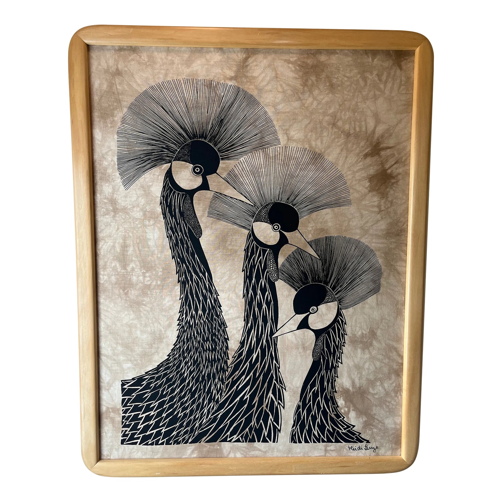 Heidi Lange Batik Cranes | Chairish