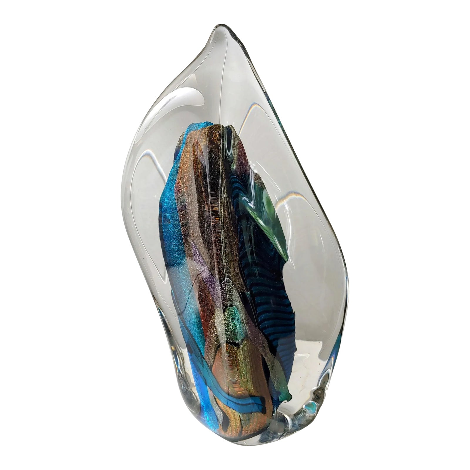 1995 Signed Randy Strong Free Form Dichroic Glass Sculpture | Chairish