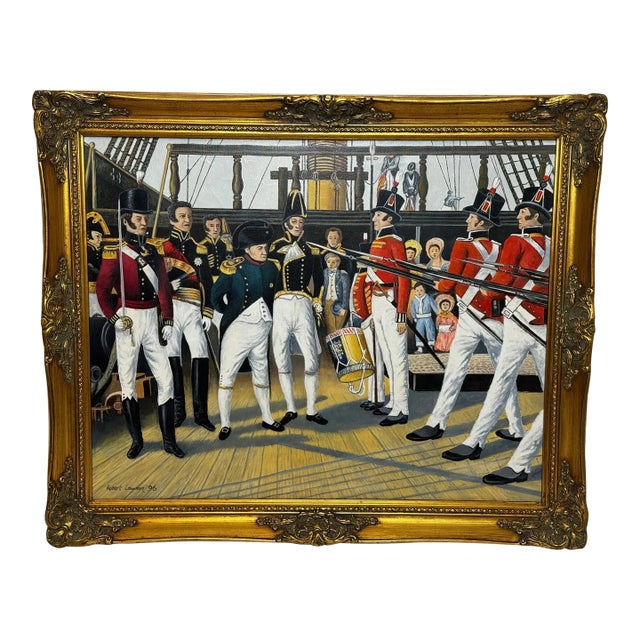 Large Military Oil Painting Napoleon Bonaparte Inspecting Royal Marines ...