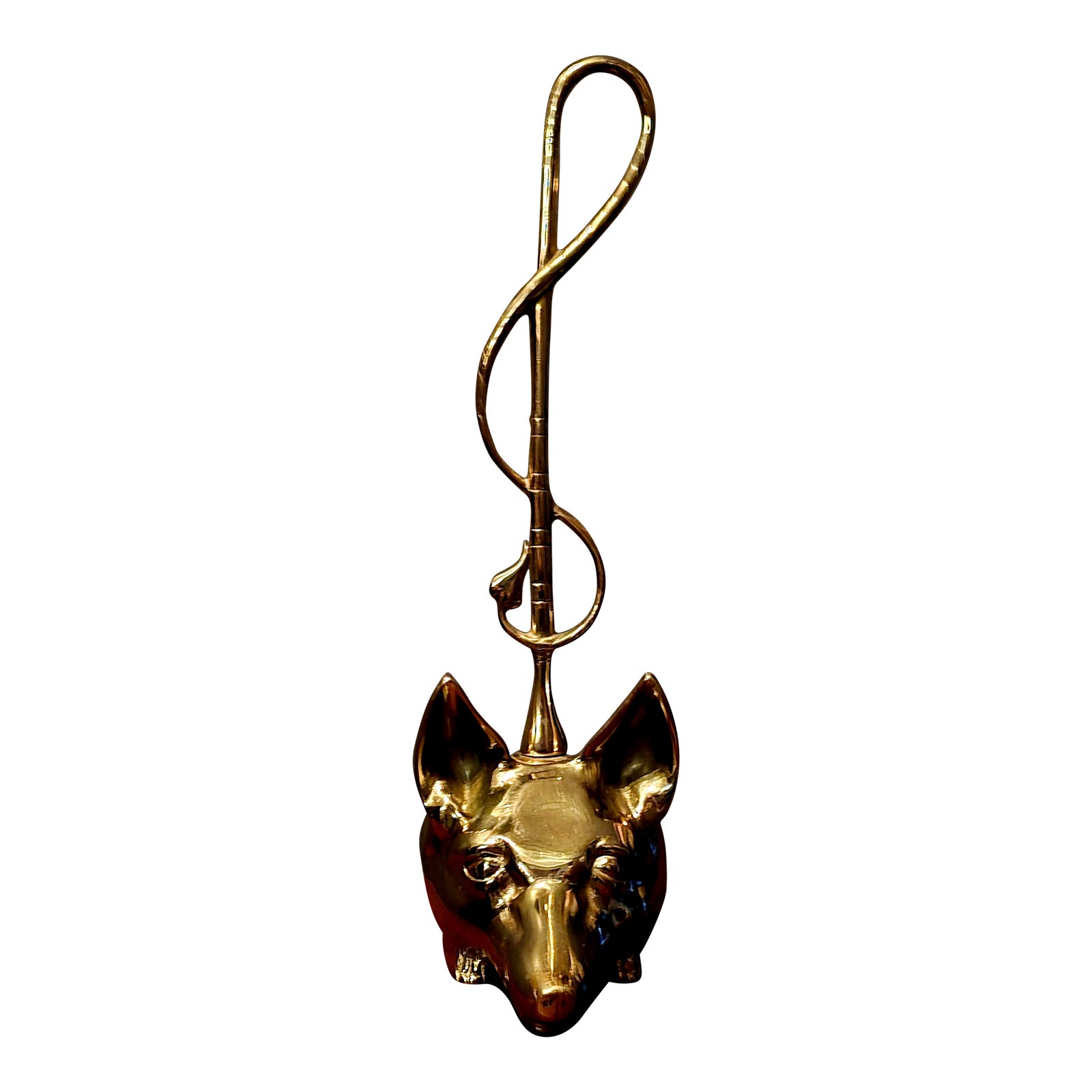 Mid-20th Century Virginia Metalcrafters Brass Fox Head and Riding Crop ...