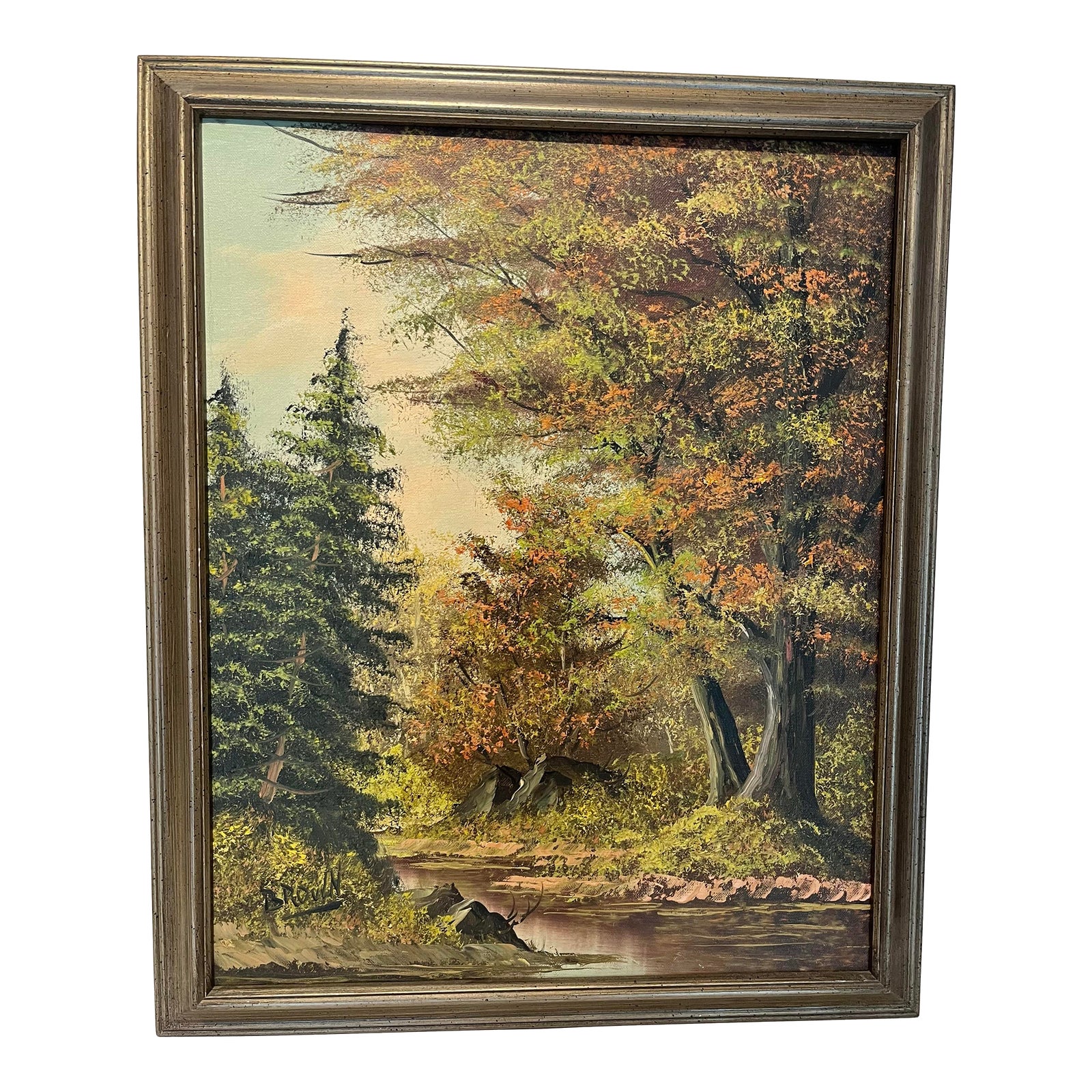 Spalding Acrylic on Canvas Painting of Hunter Mountain Trees in the ...