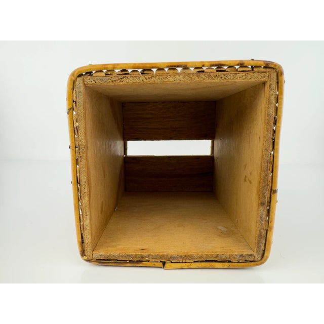 Vintage Mid-Century Burnt Tortoise Bamboo Tissue Box | Chairish