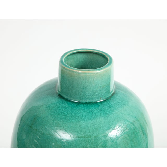 Teal Pottery Vase Circa 1960 | Chairish