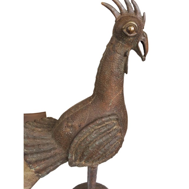 Large African Benin Bronze Rooster Nigerian | Chairish