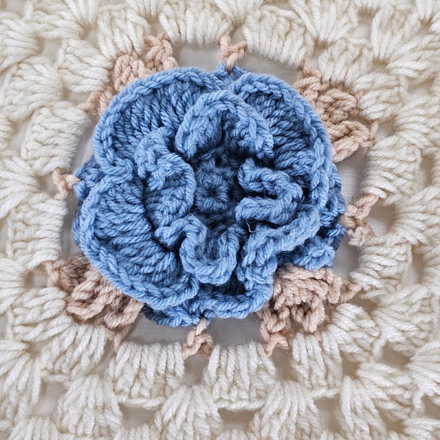 Rosettes Afghan Lap Blanket Crocheted | Chairish