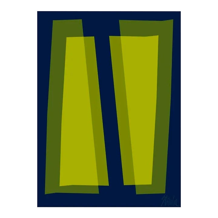 Lime and Deep Navy Transparencies Fine Art Print 32" X 45" by Liz ...