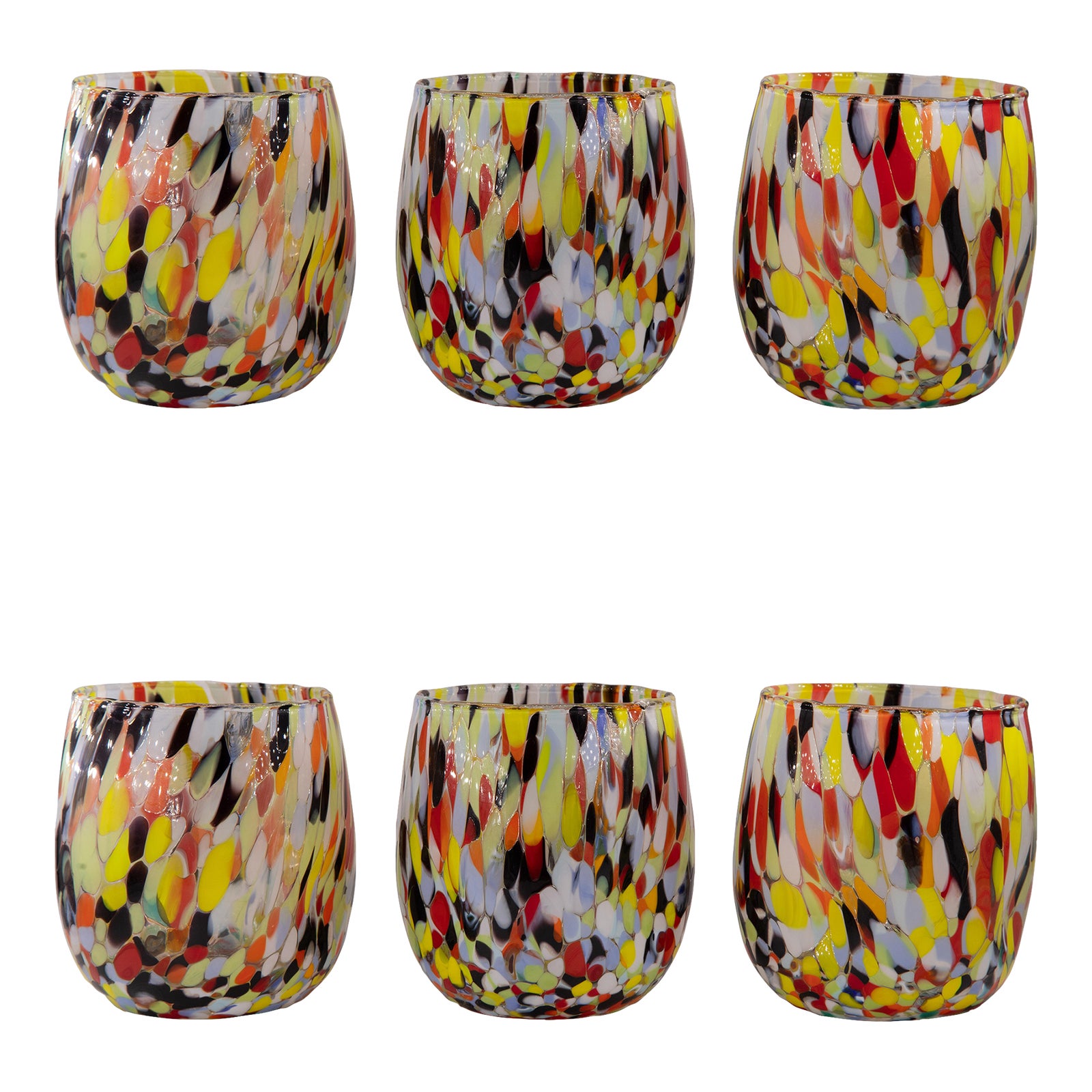 L'Avana, Set of 6 Murano Glasses Color "Arlecchino", Handmade, Made in ...