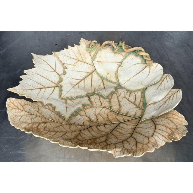 Vintage Boho Original Studio Pottery Leaf Bowl | Chairish