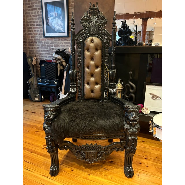 Solid Wood Throne Chair | Chairish
