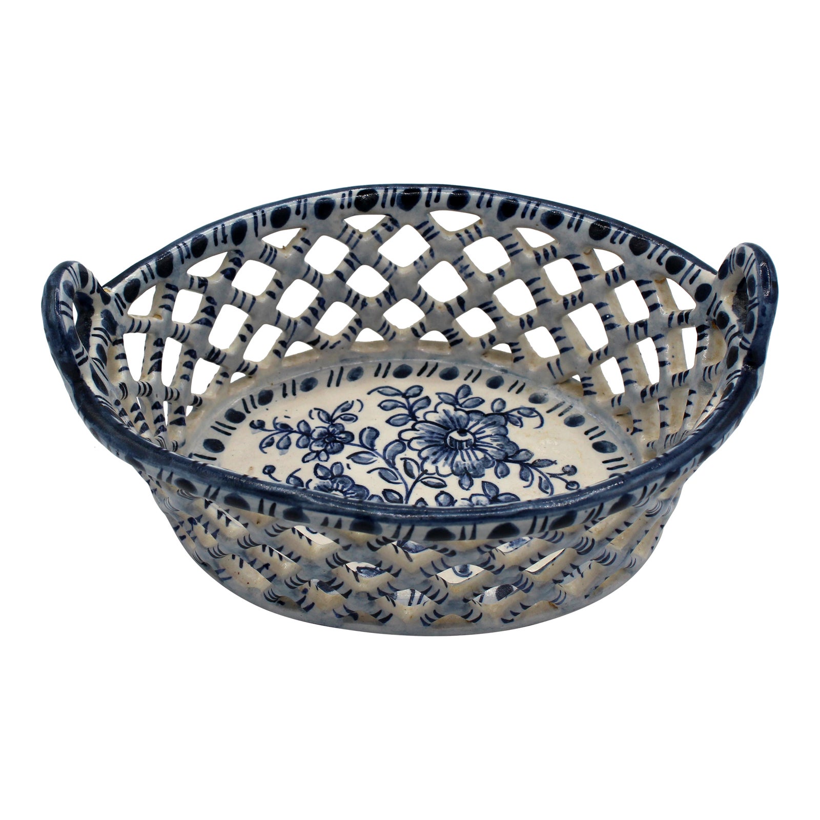 Mid-20th Century Portuguese Faience Chestnut Basket by Fabrica Sant ...