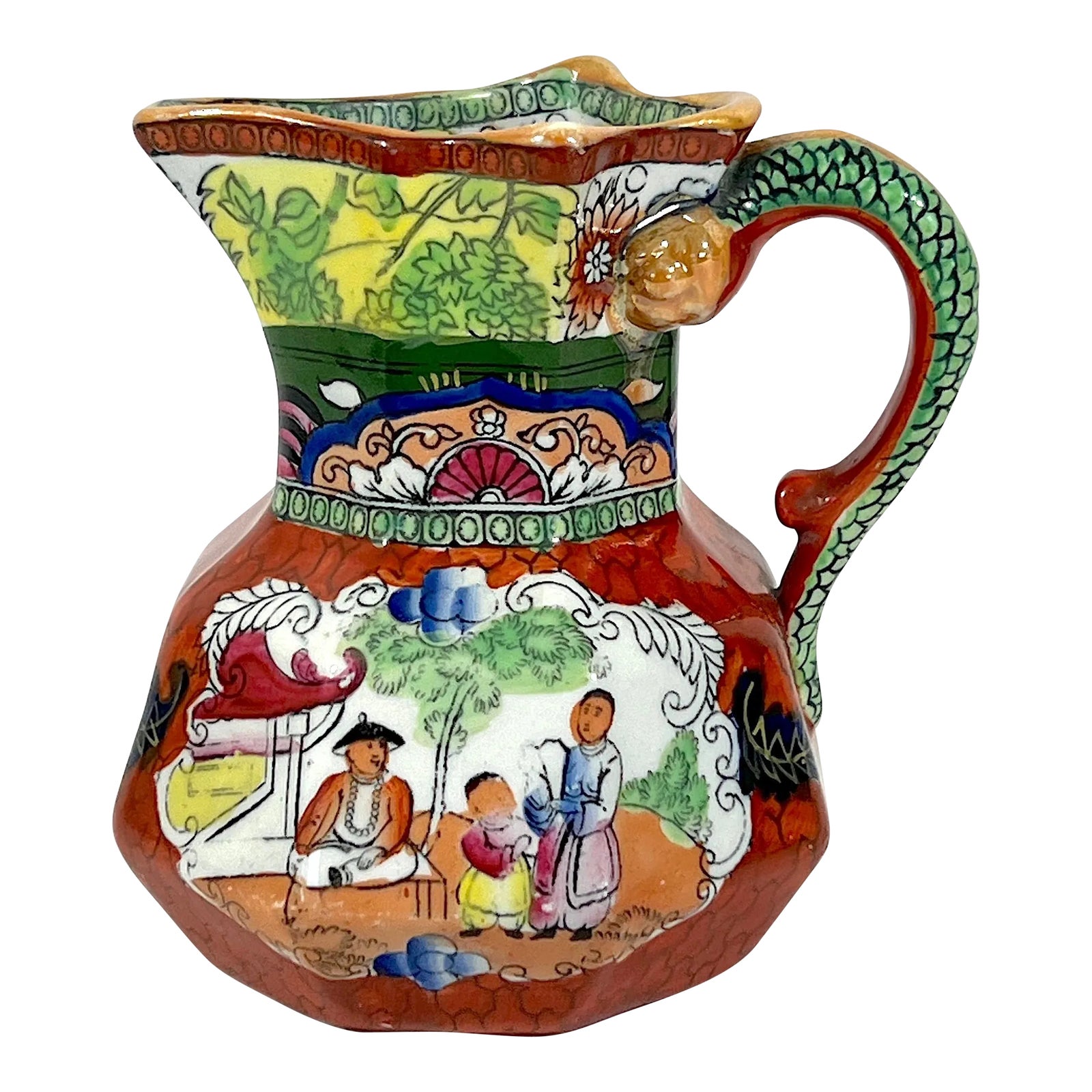 Rare Masons Ironstone Chinoiserie‘ Red Scale Conversation Group’ Hydra ...