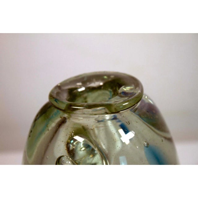 1970s Richard Ritter Modern Clear Glass with Blue Vessel Sculpture ...